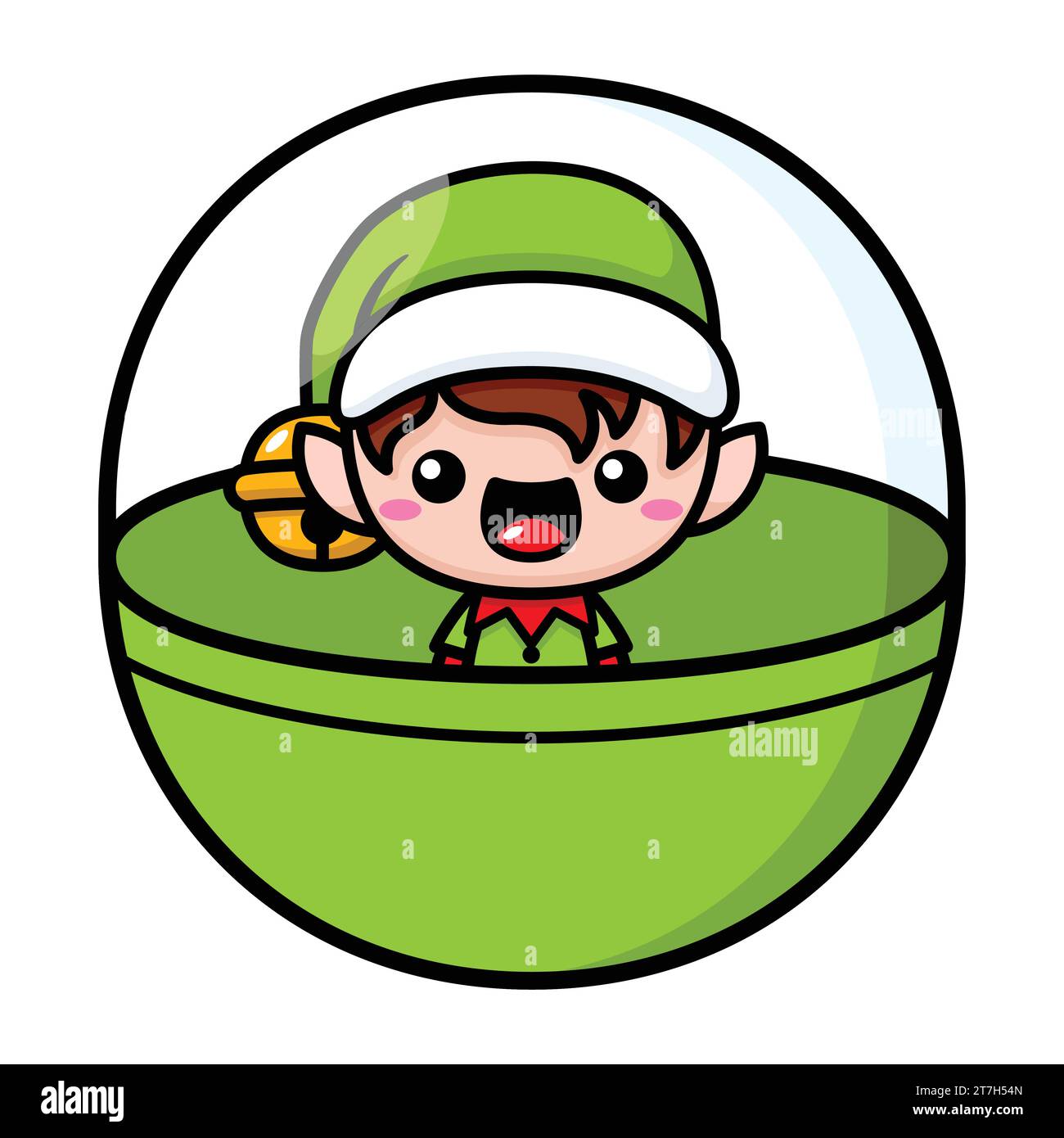 Cute And Kawaii Christmas Elf In A Gachapon Ball Stock Vector Image ...