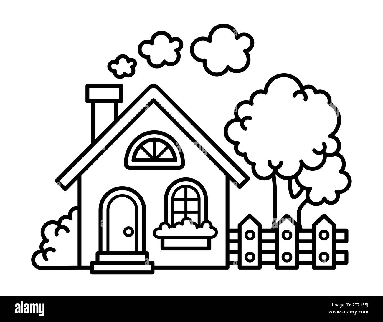 House And Yard Children Coloring Page Stock Vector Image & Art - Alamy