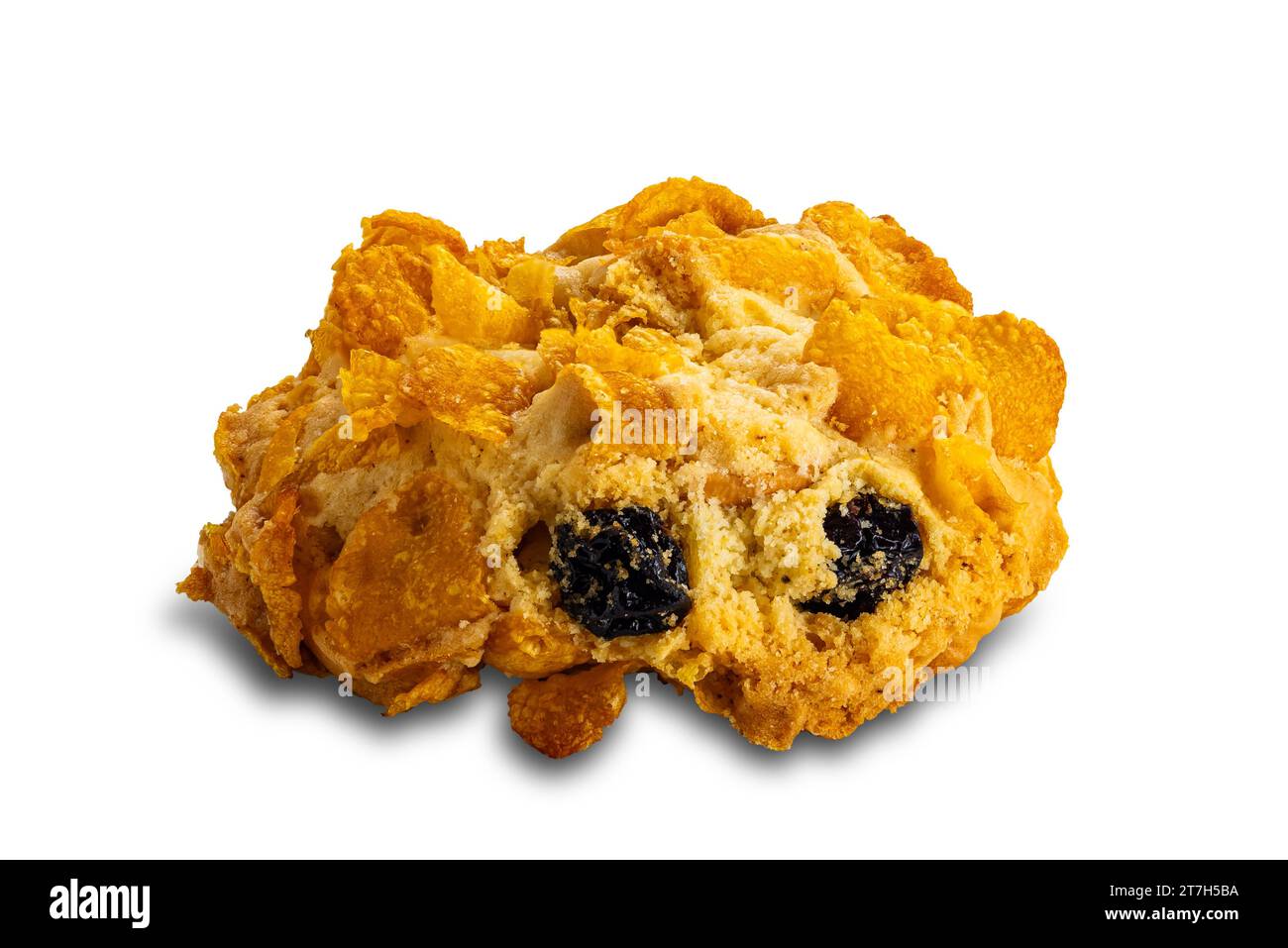 Single delicious homemade crispy corn flakes cooky isolated on white ...