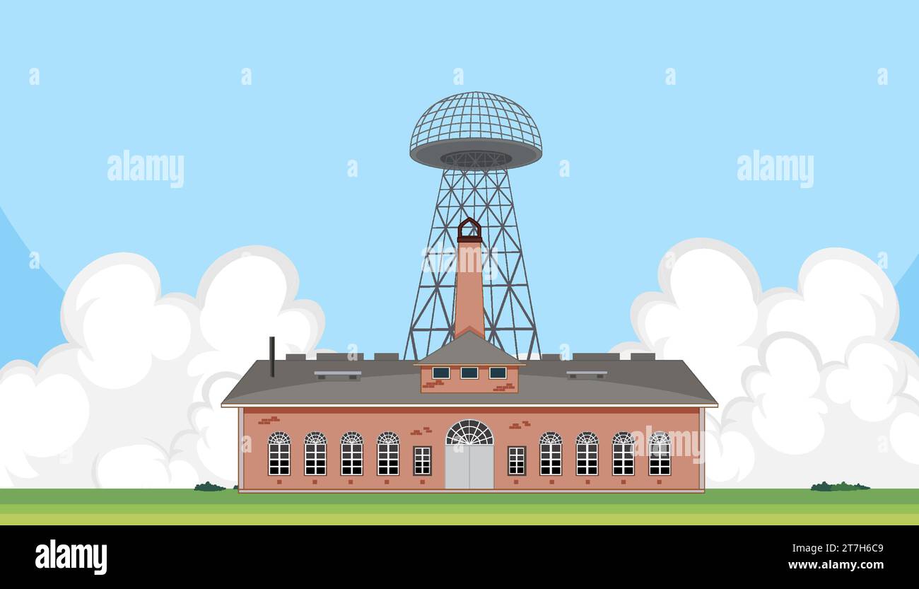 An animated depiction of the iconic Wardenclyffe Tower Stock Vector ...