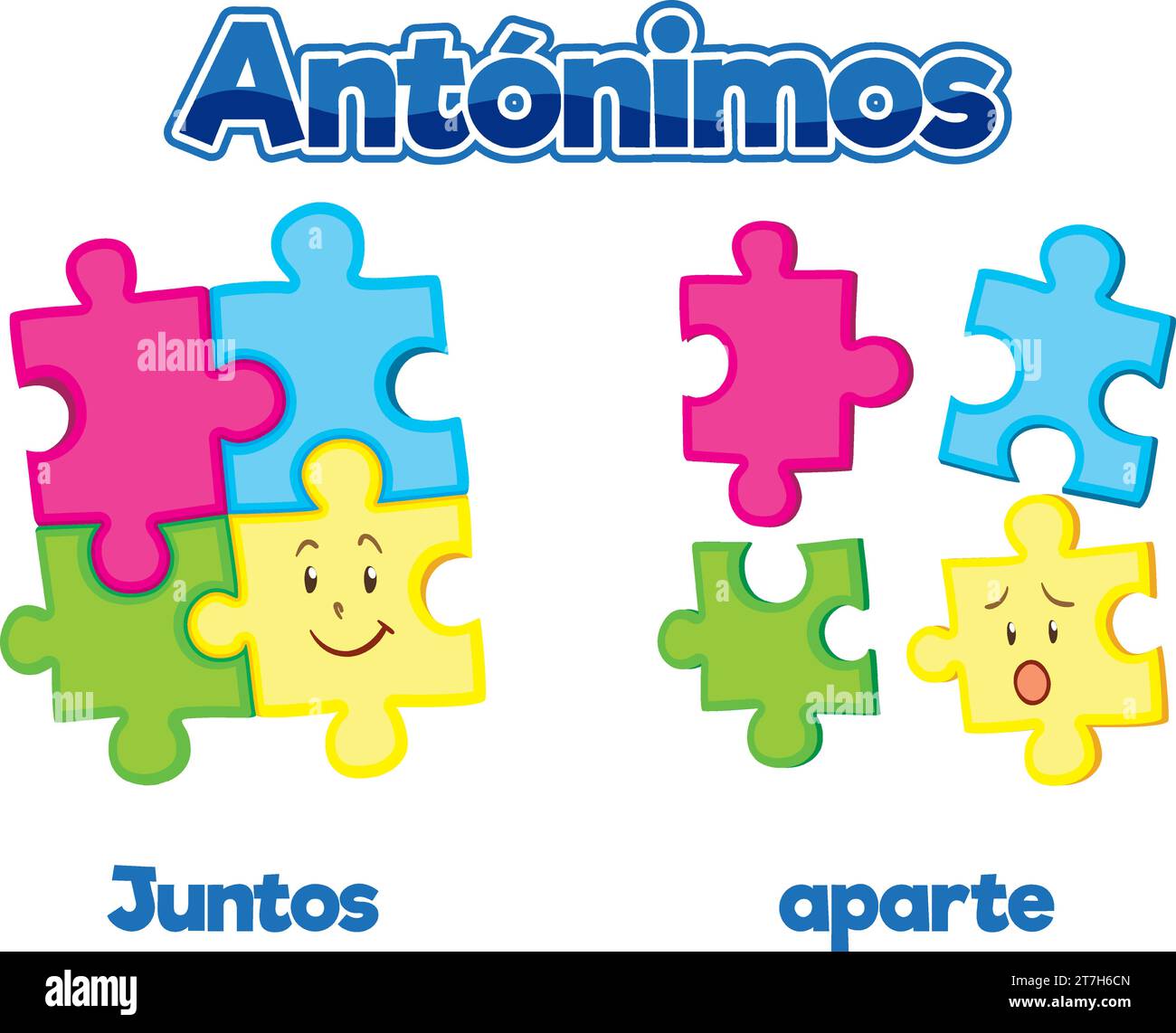 Illustrated picture word card in Spanish for education antonyms Stock ...