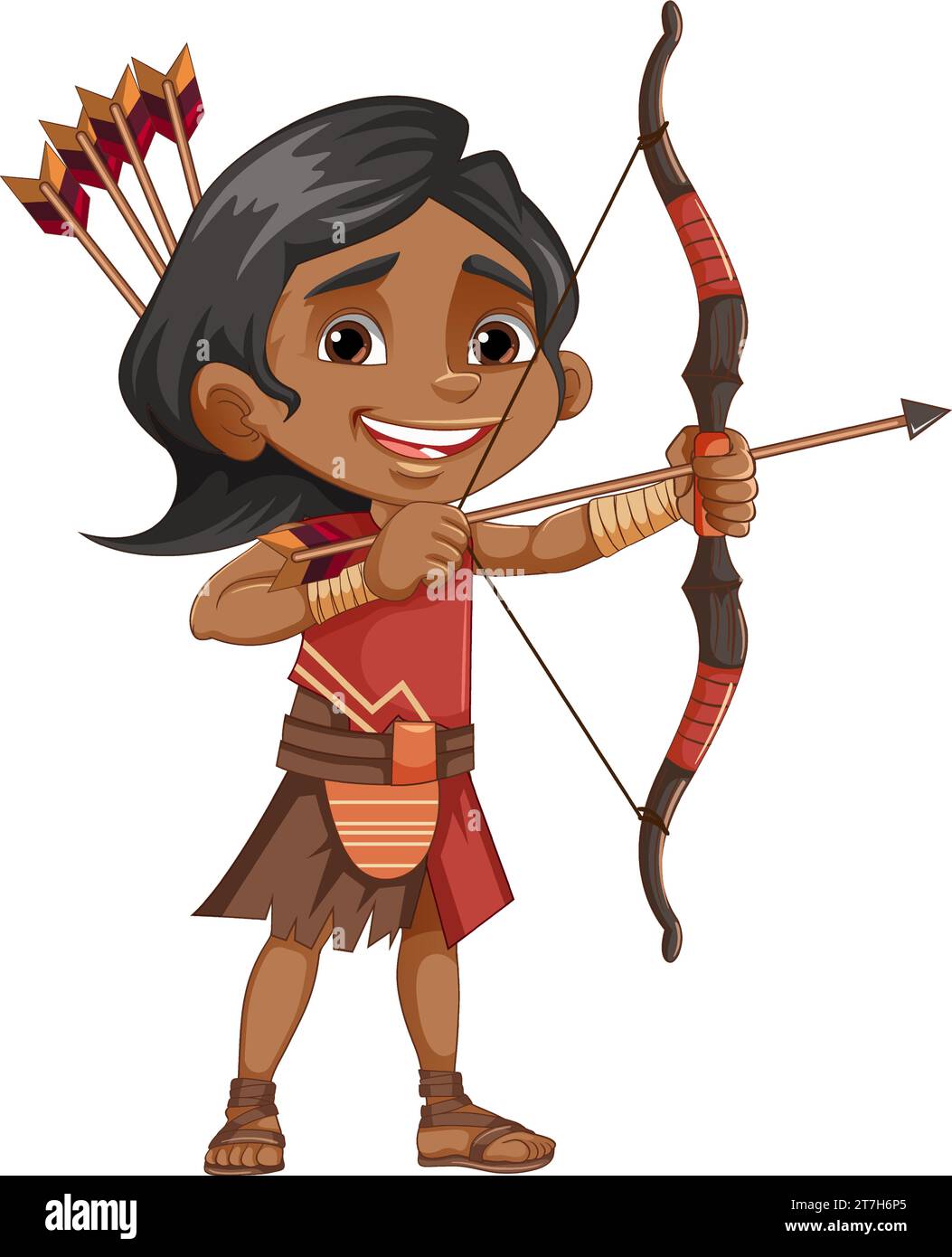 Native American Tribe Kid Archer illustration Stock Vector Image & Art ...