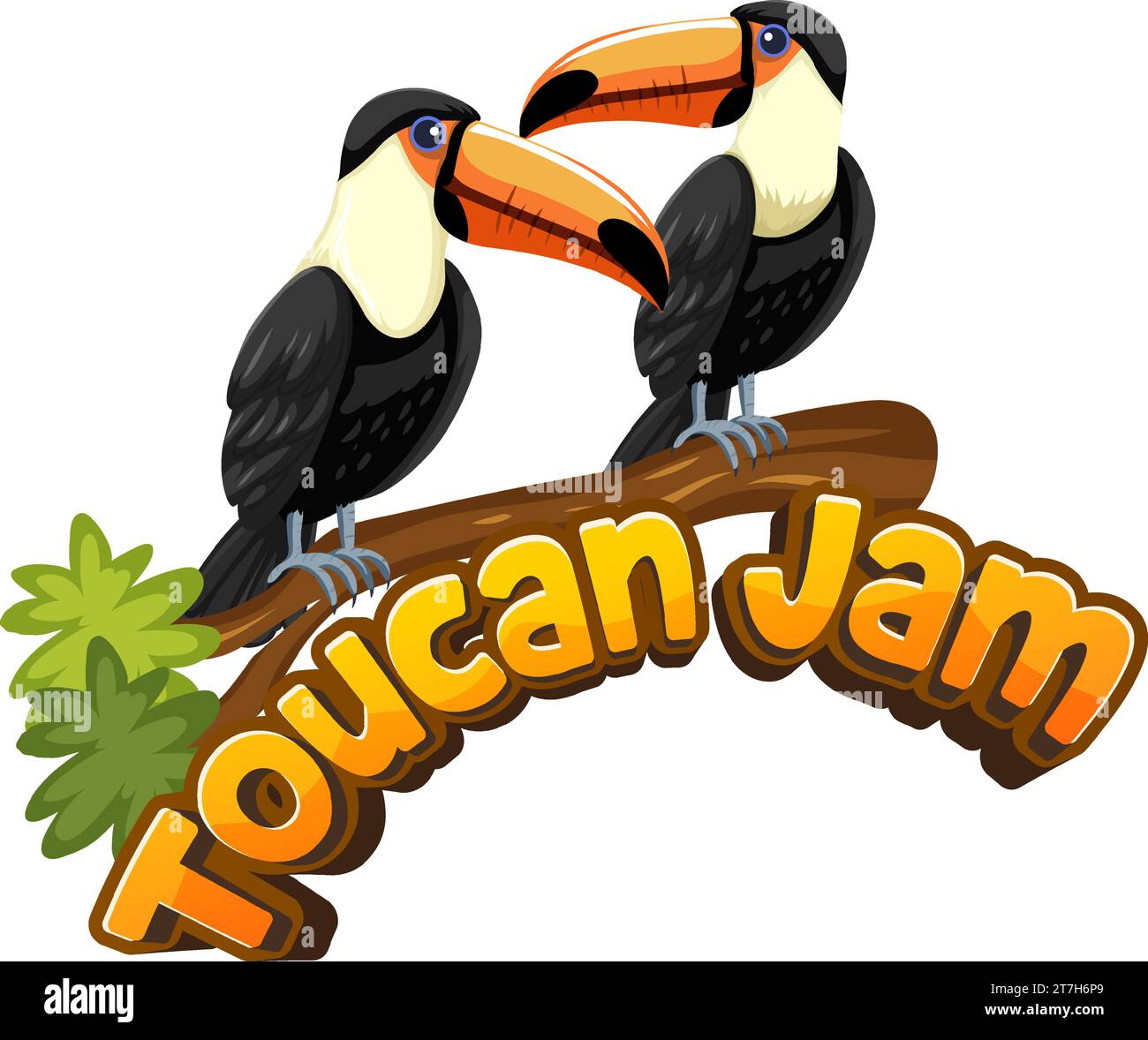 A hilarious cartoon illustration featuring a cute toucan jamming Stock ...