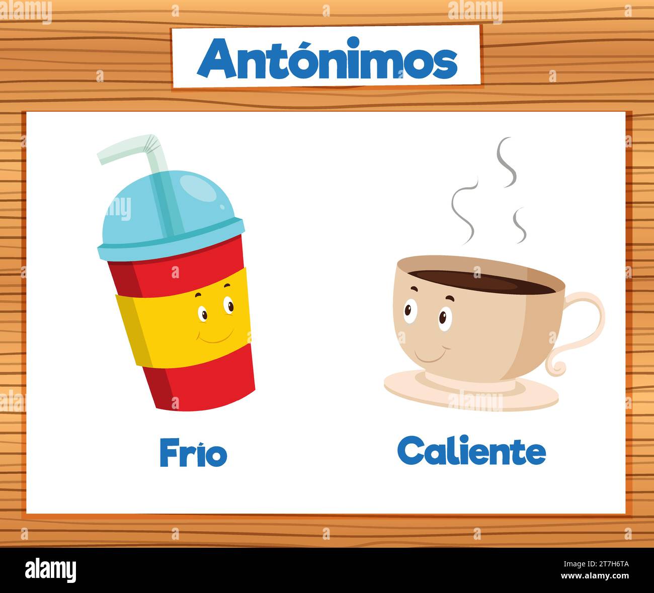 Illustrated picture cards in Spanish for learning antonyms Stock Vector ...