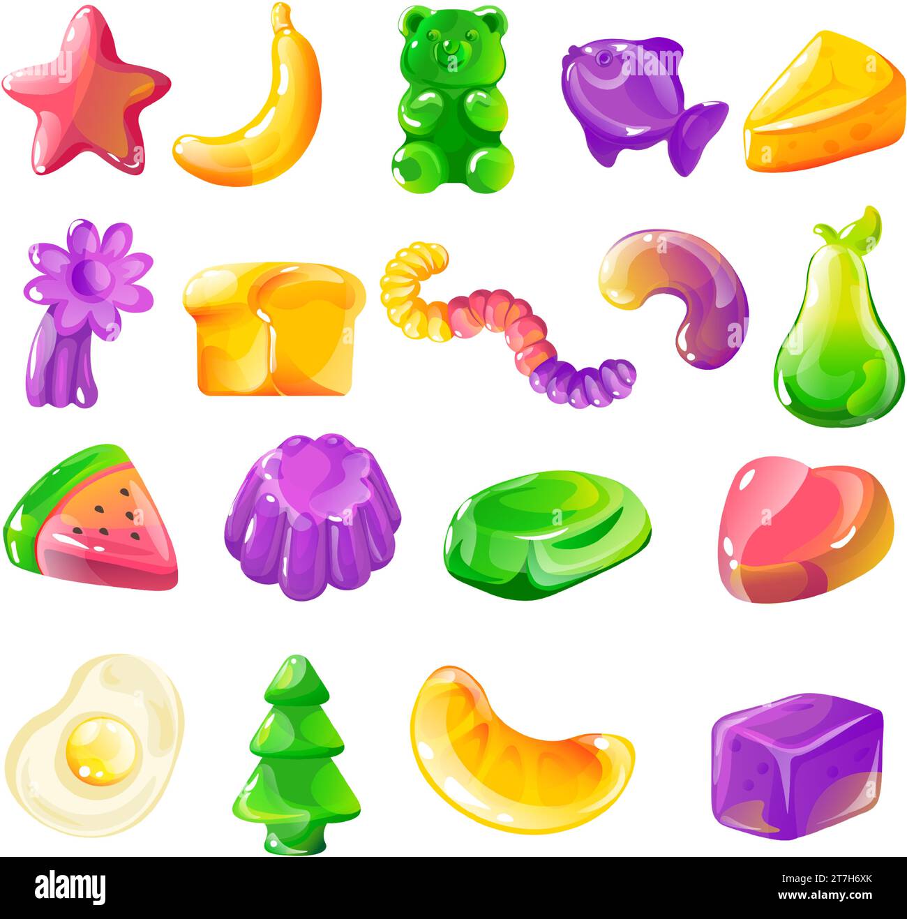 Chewy sugar sweets, gummy jelly candy marmalade Stock Vector Image ...