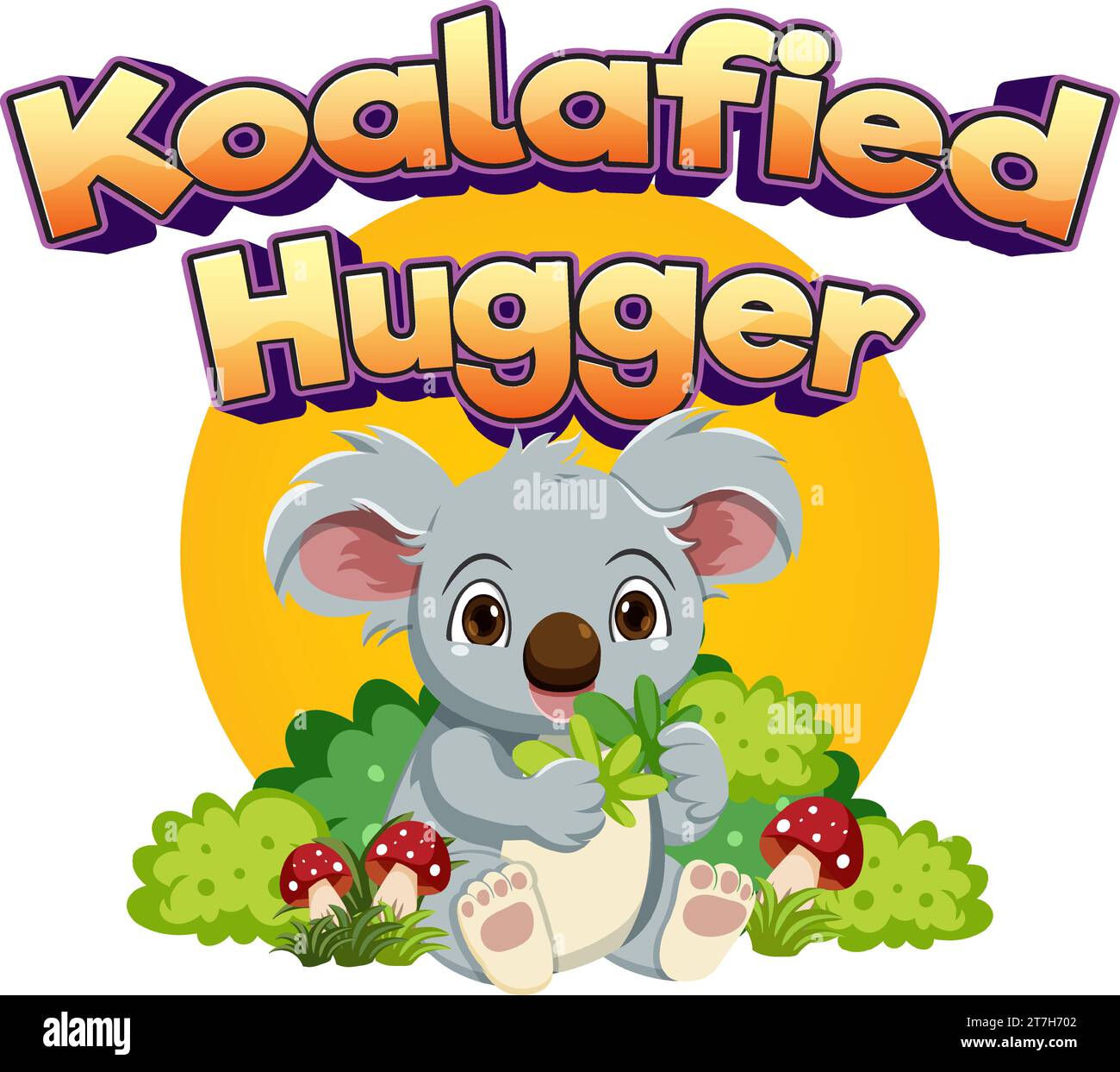 A delightful cartoon illustration of a koala, perfect for hugging Stock ...
