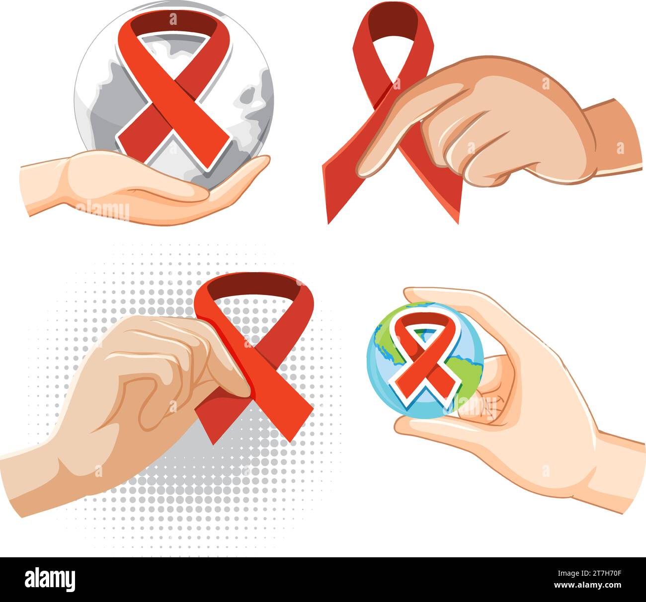 A vibrant vector cartoon illustration of a cancer ribbon sign and ...