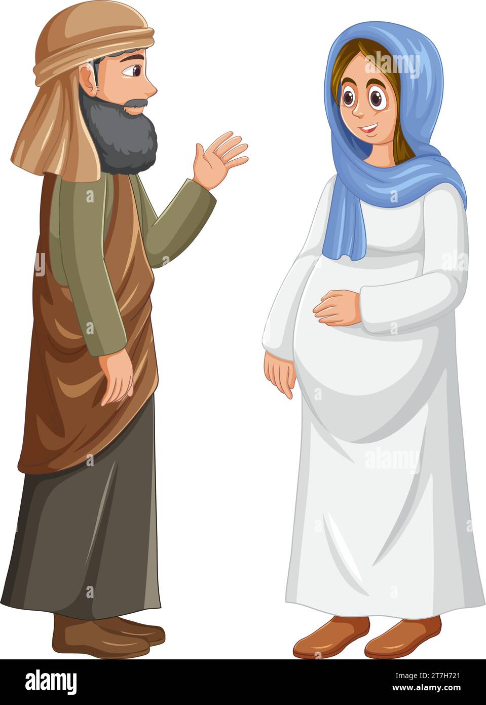 Illustration of Virgin Mary and Joseph from the Nativity of Jesus story ...