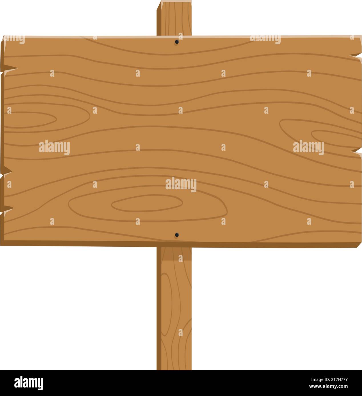 Wood Plank Signage Board Stand Cartoon Illustration Template Vector ...