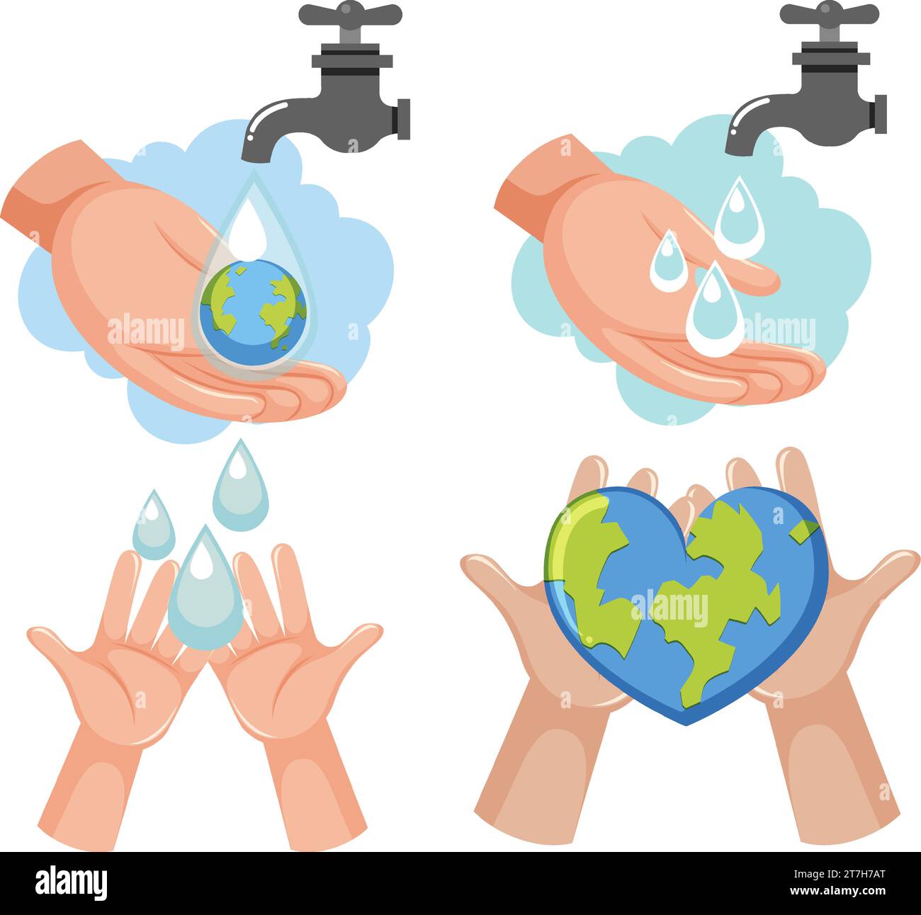 Illustration of hands holding a water sign, promoting water ...