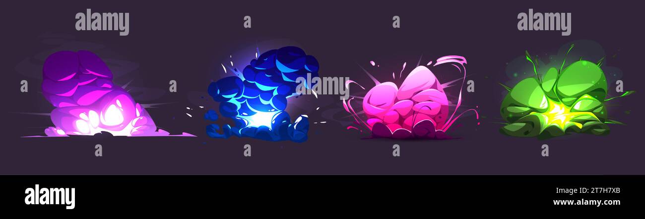 Explosion effects set isolated on background. Vector cartoon ...