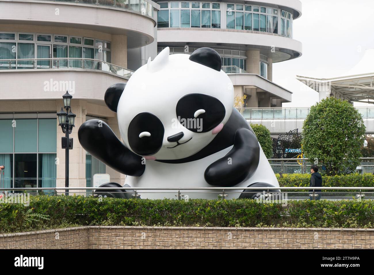 Giant panda sculptures in a shopping mall draw people, Shanghai, China ...