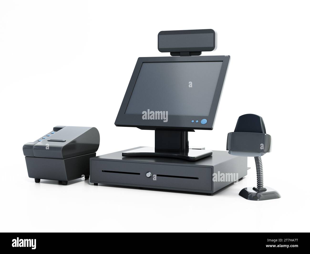 Generic cash register isolated on white background. 3D illustration ...