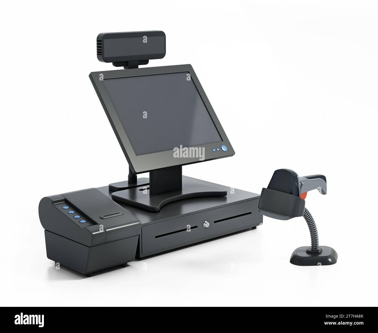 Generic cash register isolated on white background. 3D illustration ...