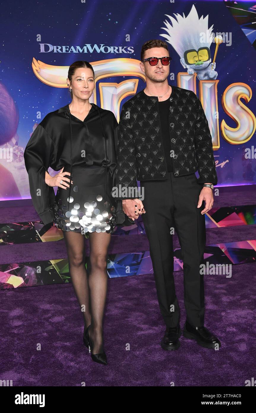 Jessica Biel, left and 111Justin Timberlake arrive at the premiere of ...