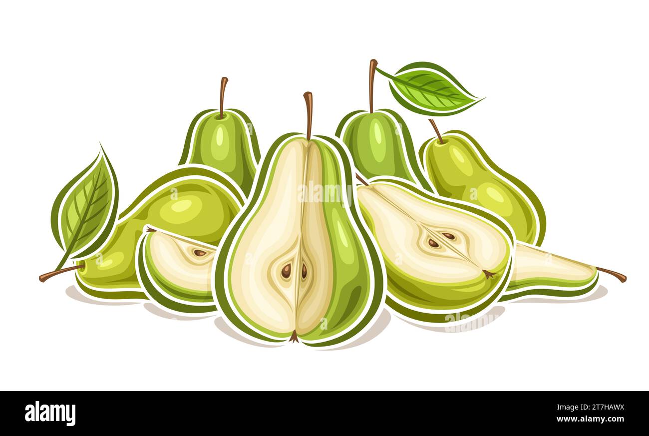 Vector logo for Green Pears, decorative horizontal poster with outline ...