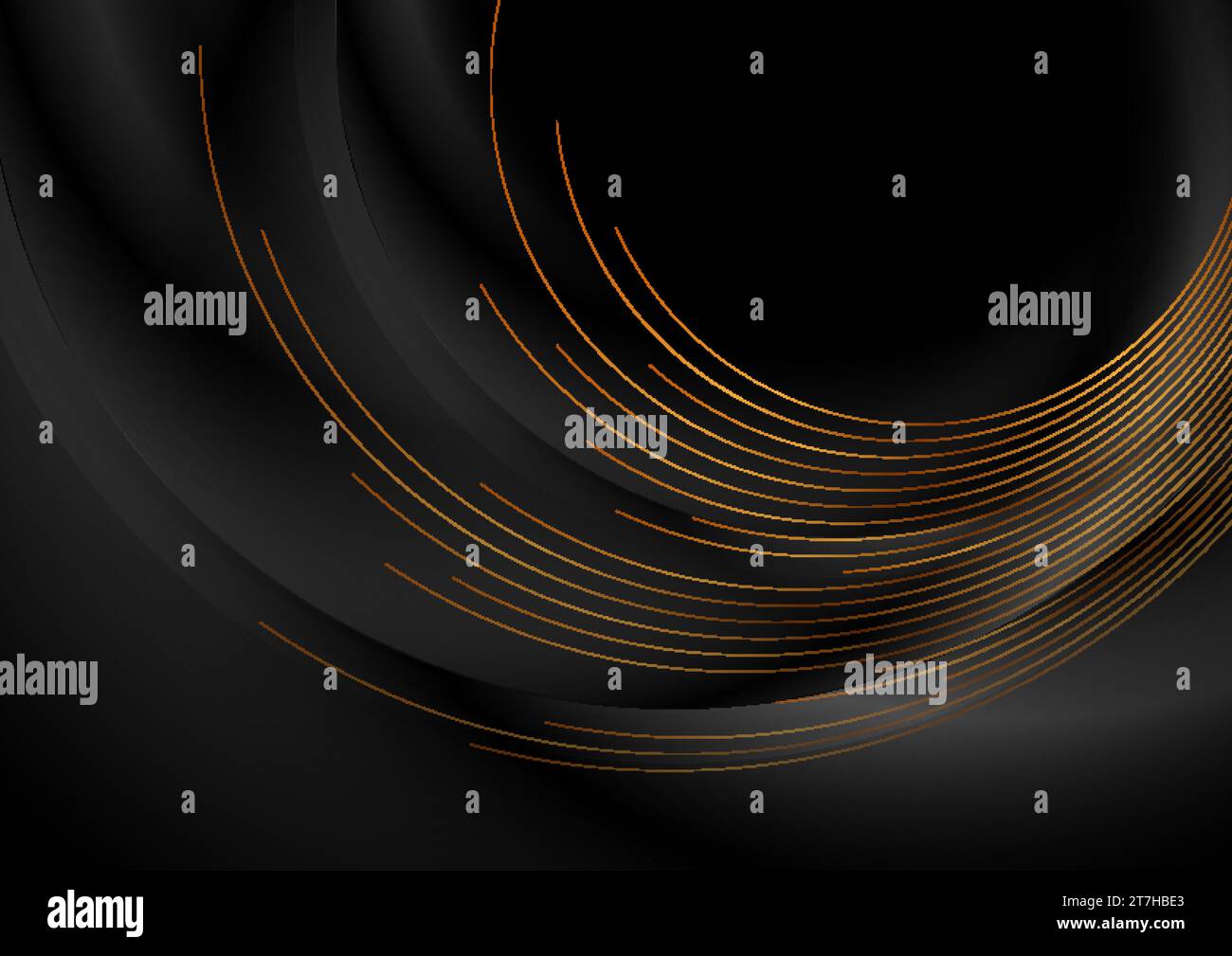 Black smooth abstract tech luxury background with golden lines. Vector ...