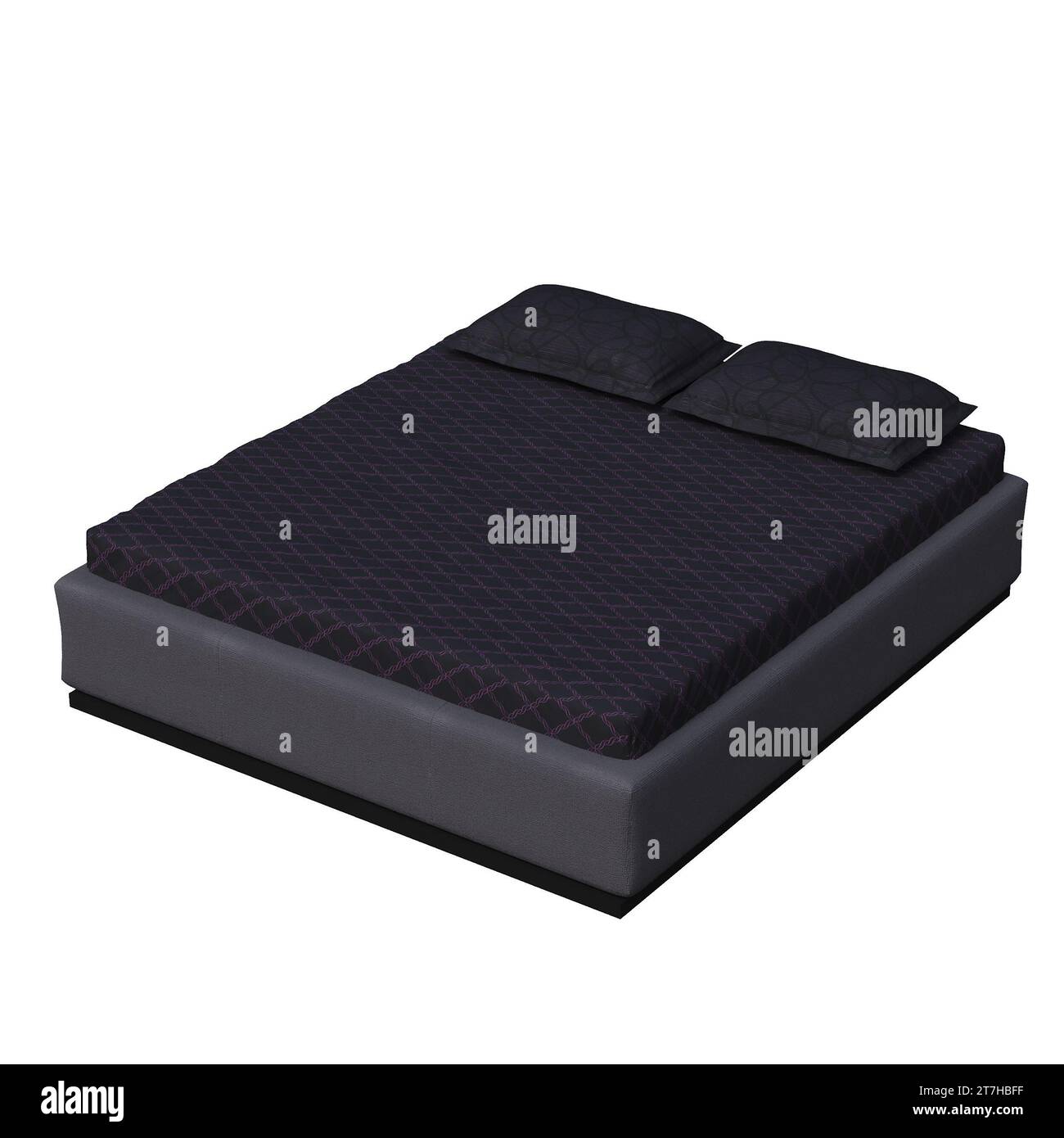 bed isolated on white background, interior furniture, 3D illustration ...