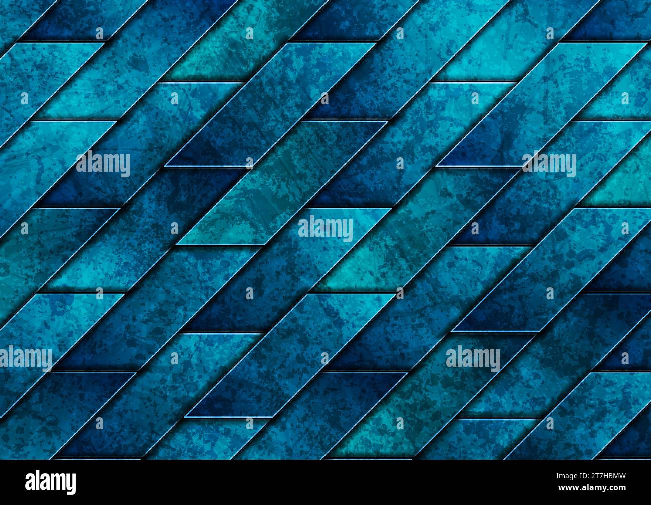 Dark blue grunge tech geometric tiles abstract background. Vector ...
