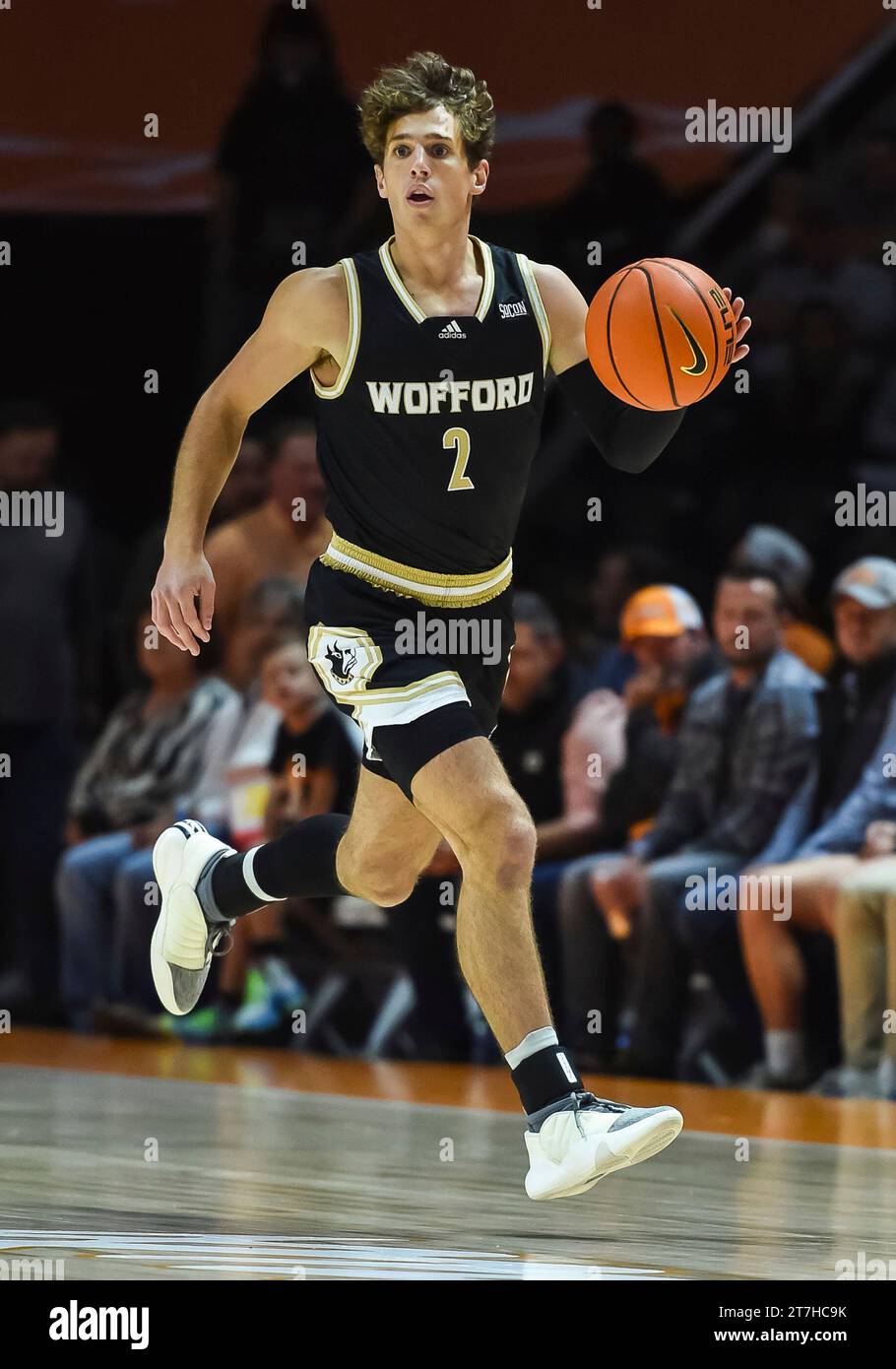 KNOXVILLE, TN - NOVEMBER 14: Wofford Terriers guard Dillon Bailey (2) brings the ball up court ...
