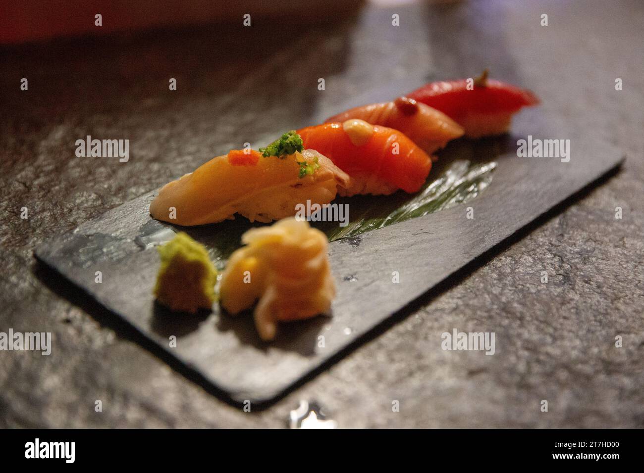 Chefs choice sushi served at a japanese restaurant Stock Photo - Alamy