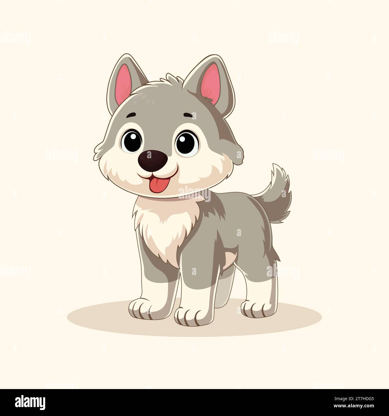 Joyful wolf cub cartoon character vector illustration Stock Vector ...