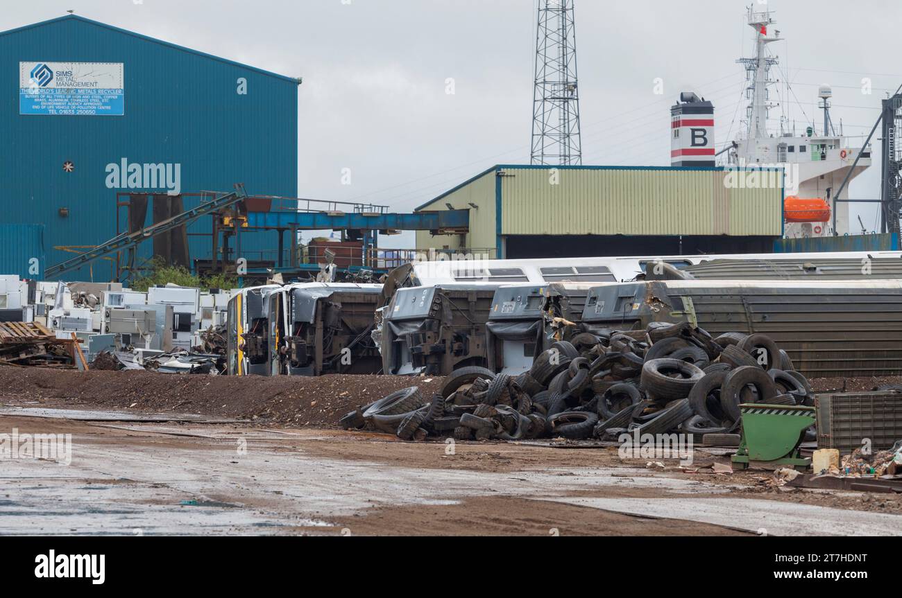 Scrap class 321 electric multiple unit trains waiting to be broken up ...