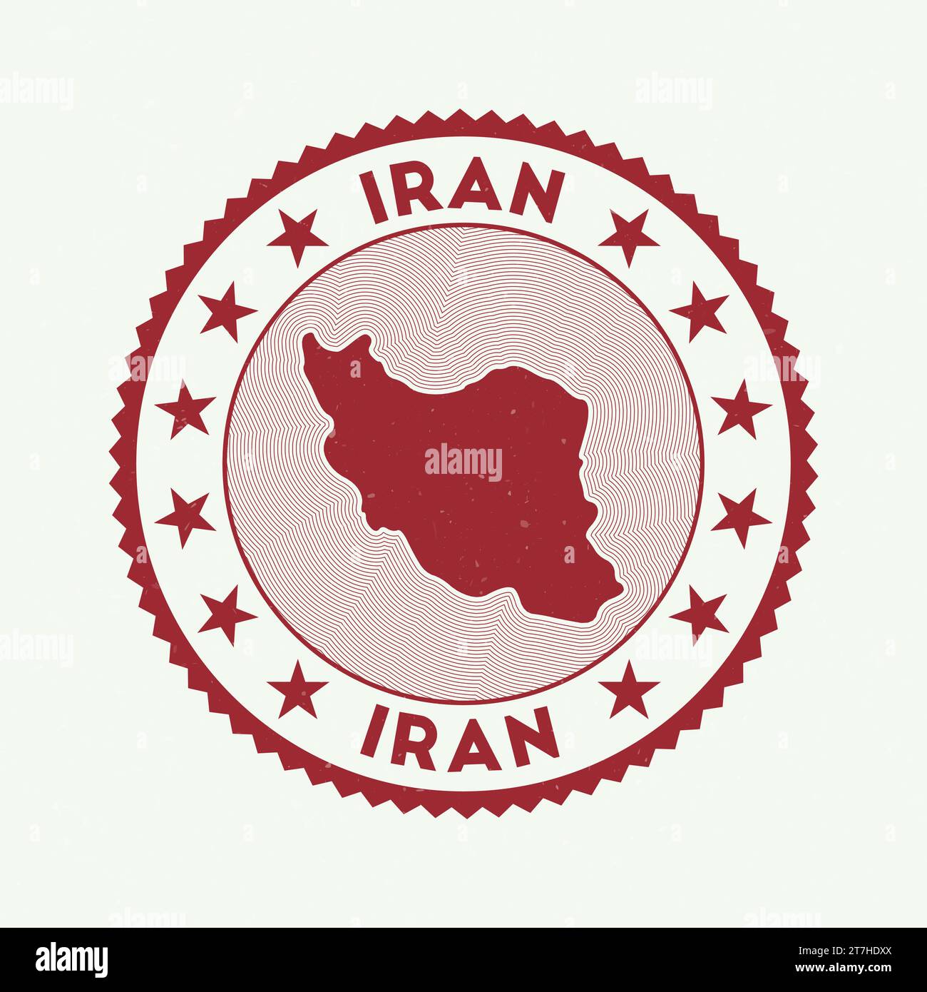 Iran emblem. Country round stamp with shape of Iran, isolines and round ...