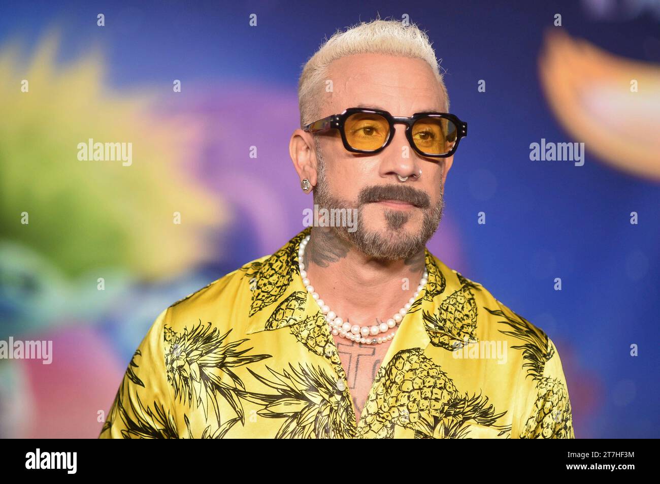 AJ McLean arrives at the premiere of "Trolls Band Together" on ...