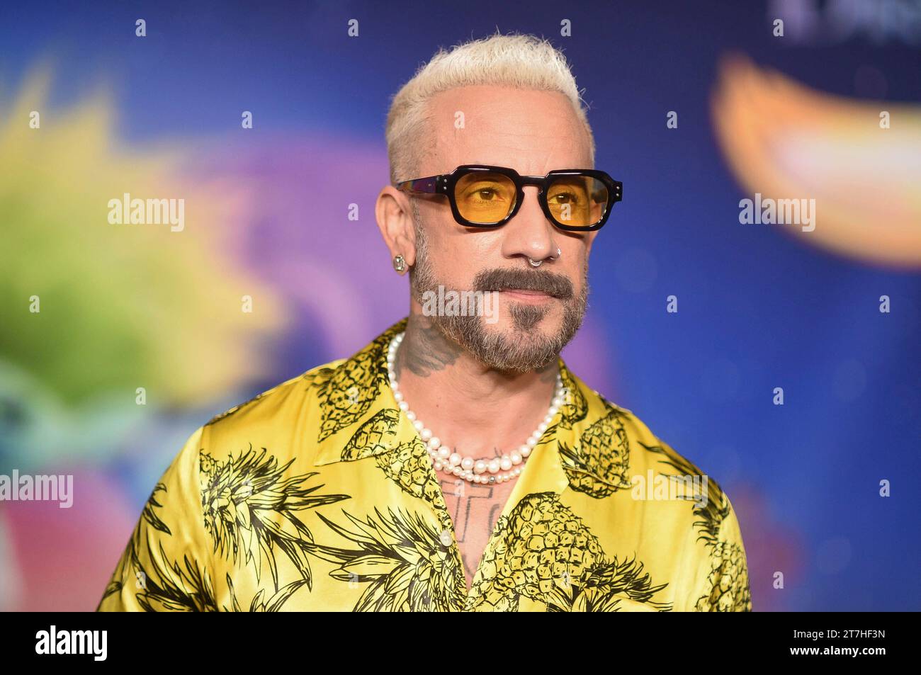 AJ McLean arrives at the premiere of "Trolls Band Together" on ...