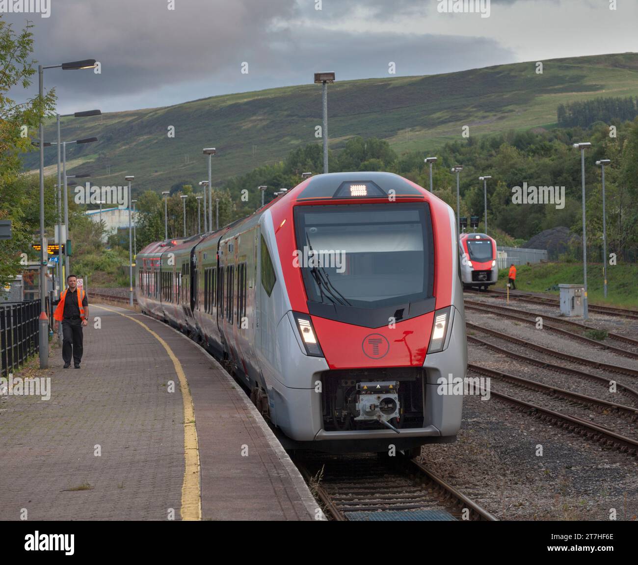 Transport For Wales class 231 Stadler FLIRT DMU train 231009 at Rhymney ...