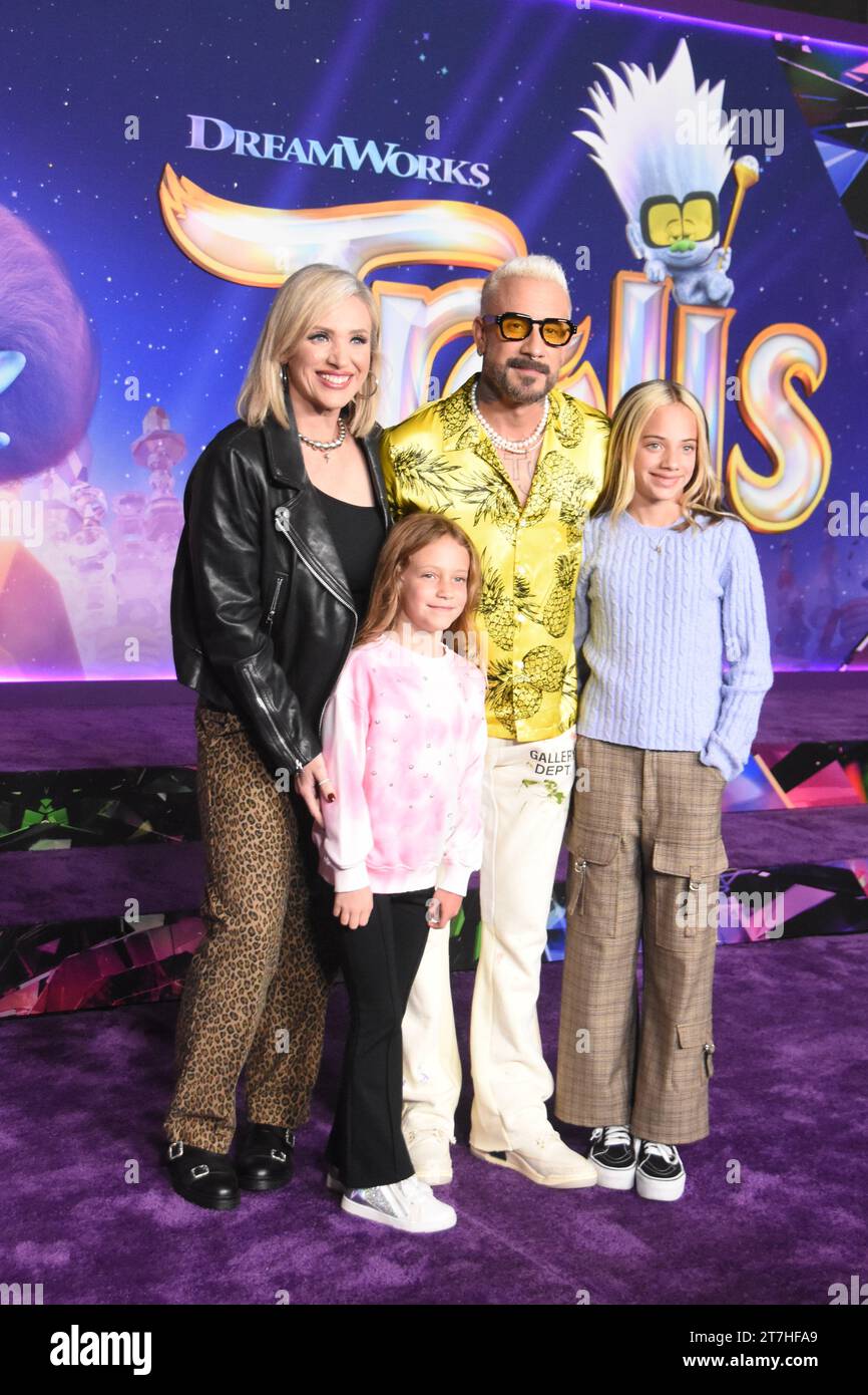 Los Angeles, California, USA 15th November 2023 Singer AJ McLean, wife ...