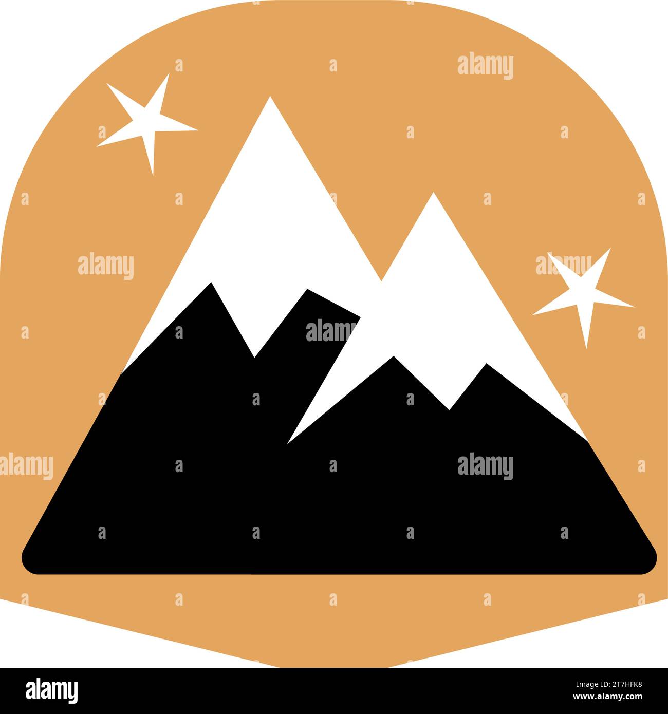 Luxury symbol of snow capped mountain peaks. Christmas symbol in boho ...