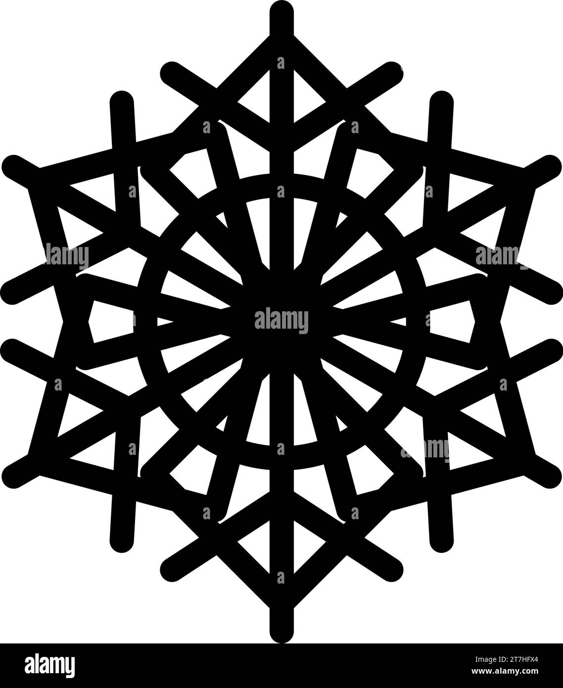 Doodle silhouette of symmetry snowflake, element of winter festival ...