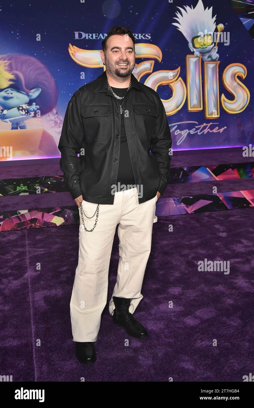 Chris Kirkpatrick arrives at the premiere of "Trolls Band Together" on ...