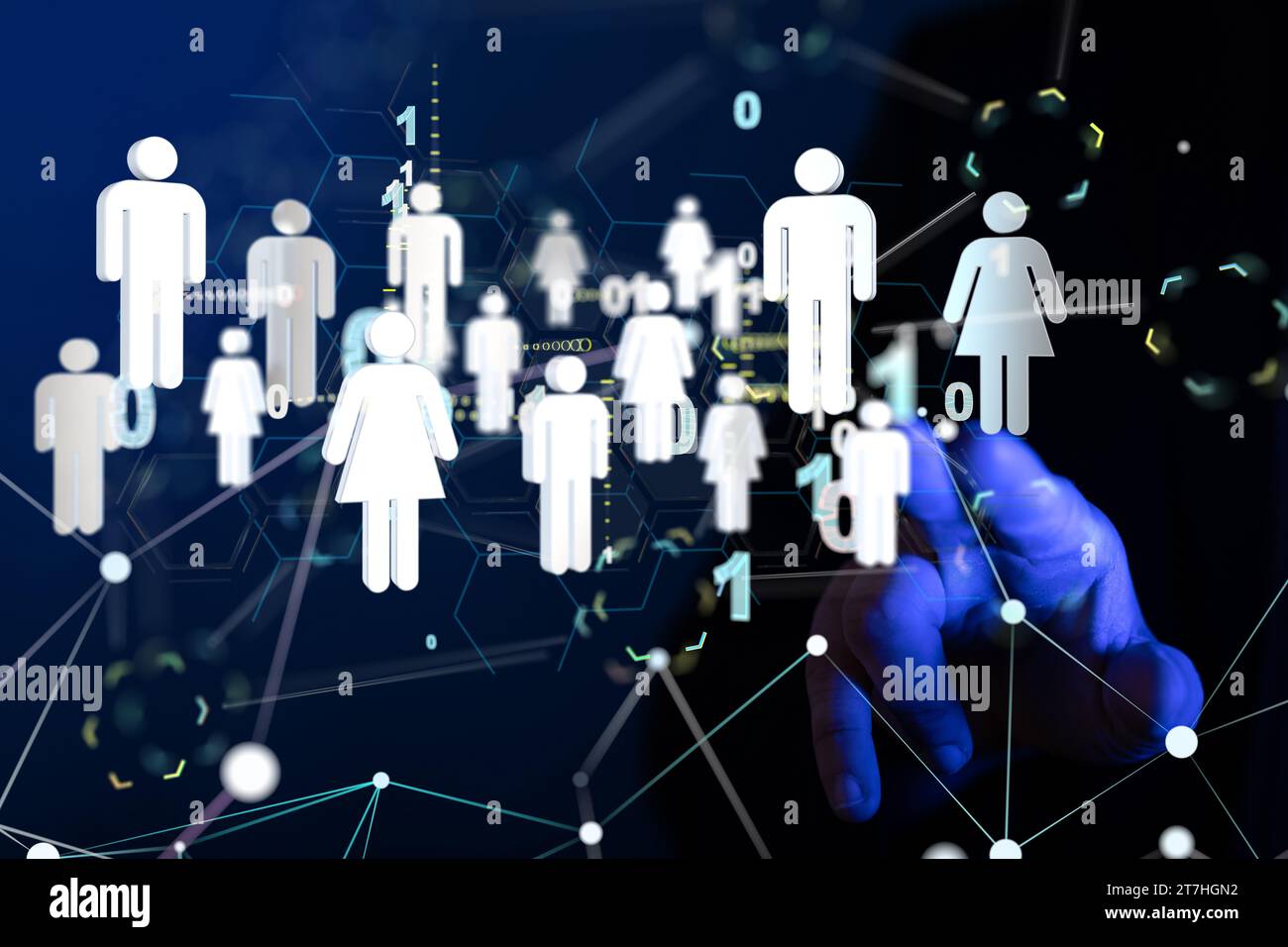 A hand pointing at interconnected human figures Stock Photo - Alamy