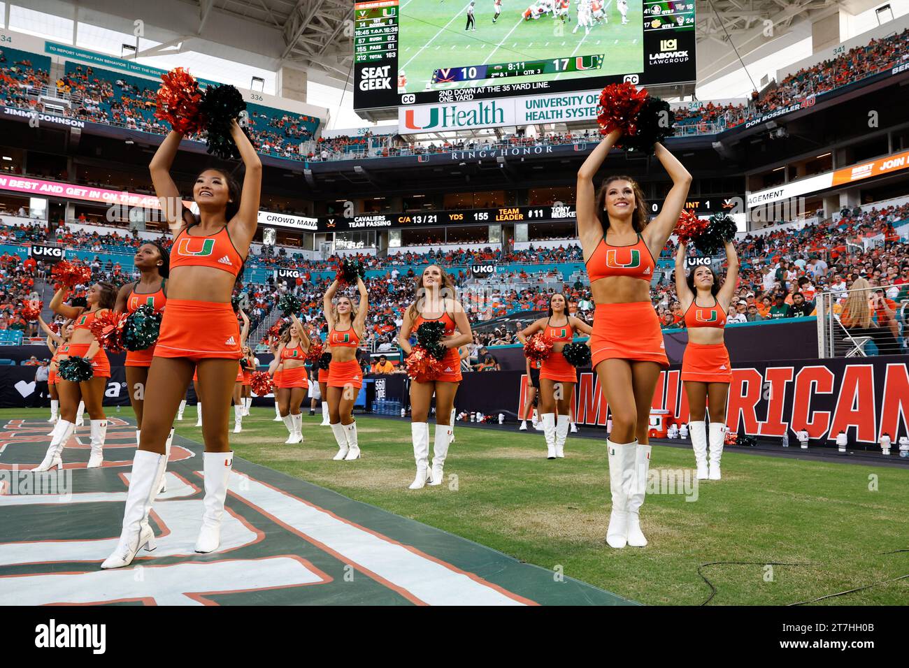 University of Miami dance team, sunsations, during an NCAA college ...