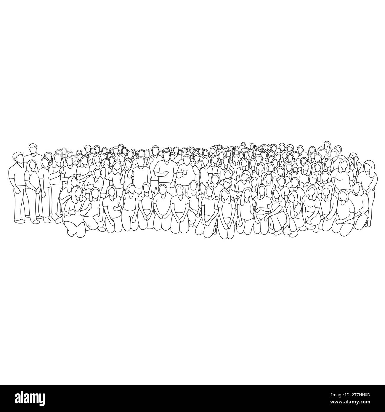 group of people standing together illustration vector hand drawn ...