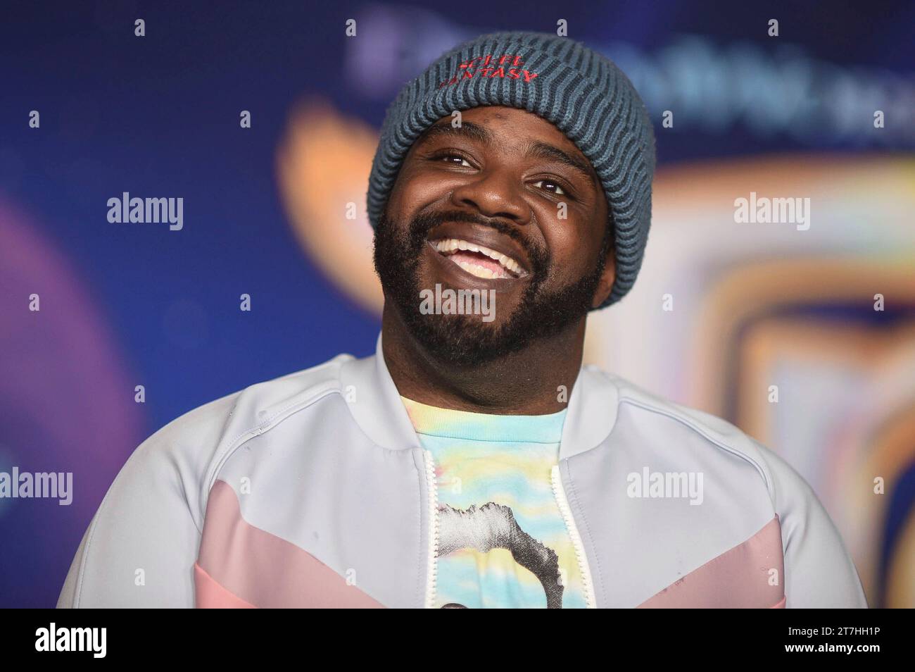Ron Funches arrives at the premiere of "Trolls Band Together" on ...