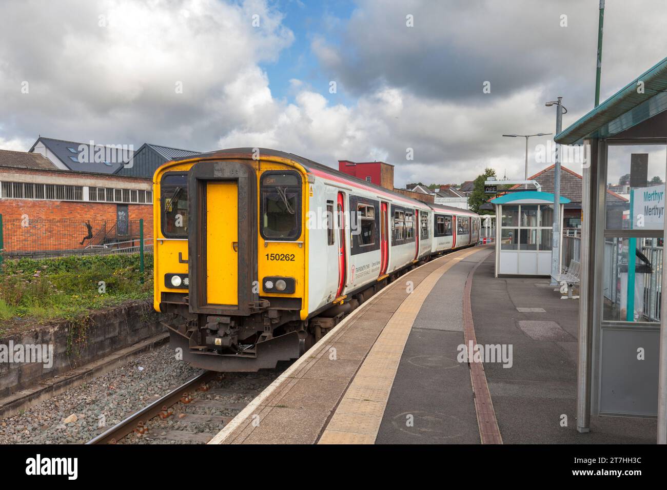 Transport For Wales class 150 Diesel multiple unit train at Merthyr Tydfil railway station ...