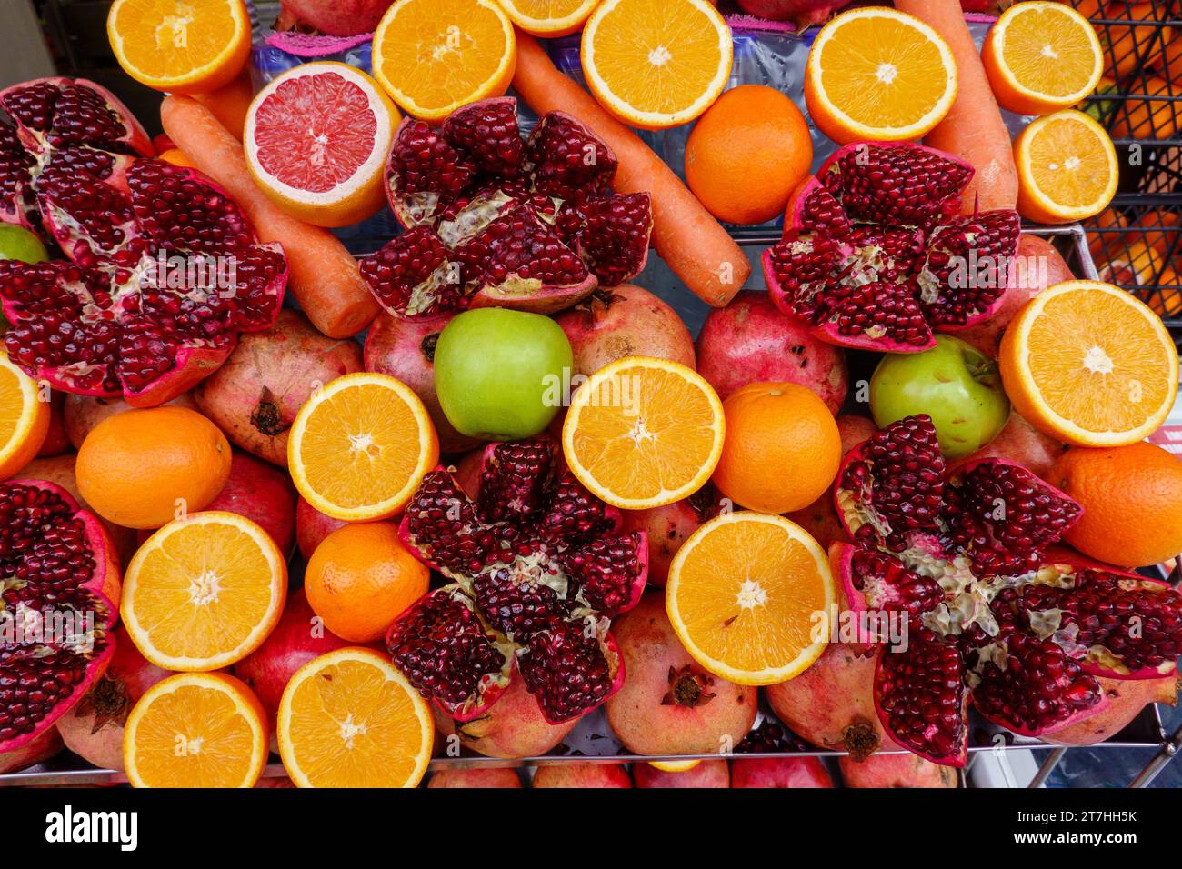 Full frame shot of various fruits on display at street market in ...