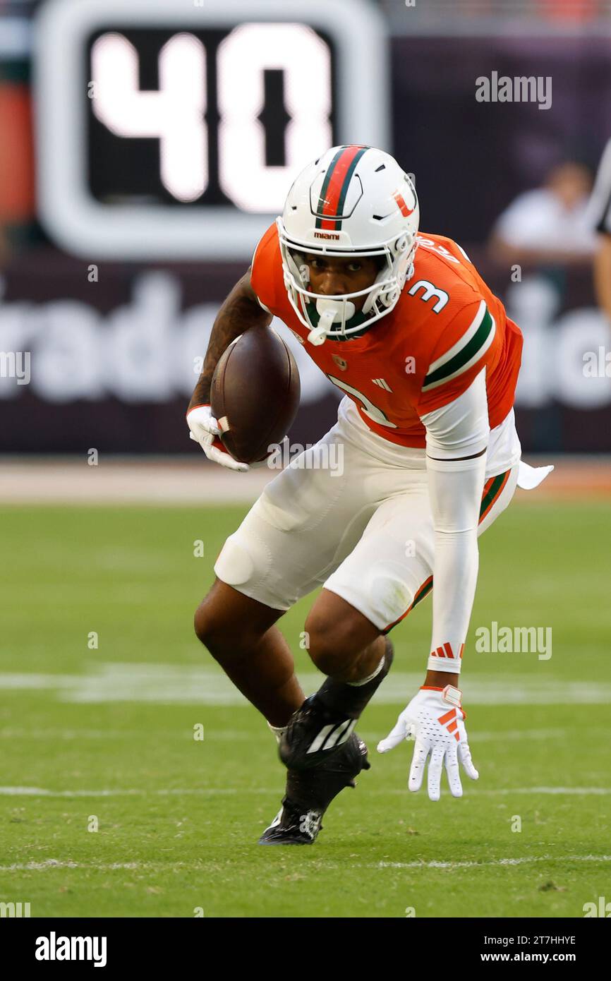 University of Miami wide receiver Jacolby George (3) carries the ball ...