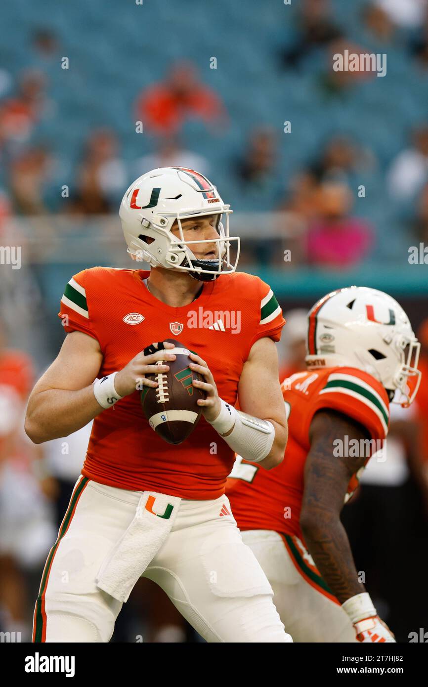 University of Miami quarterback Tyler Van Dyke (9) looks to pass during ...