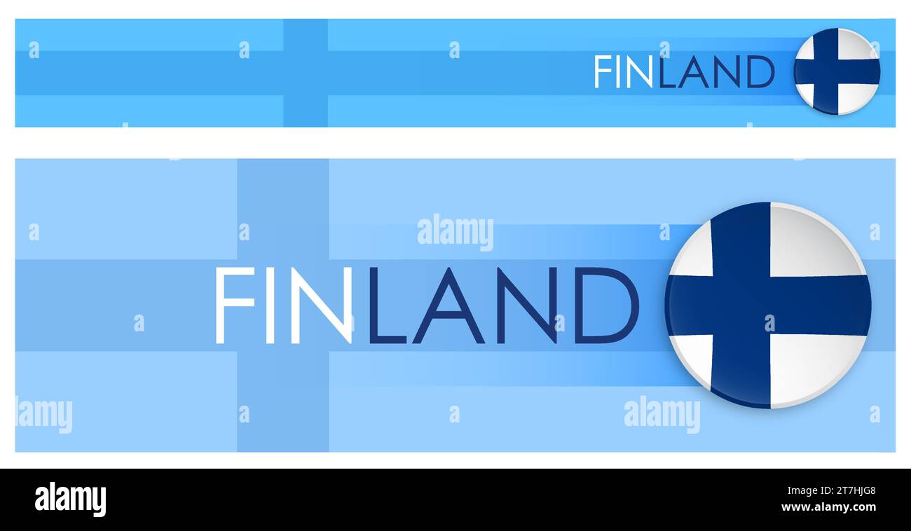 Finland flag horizontal web banner in modern neomorphism style. Webpage ...