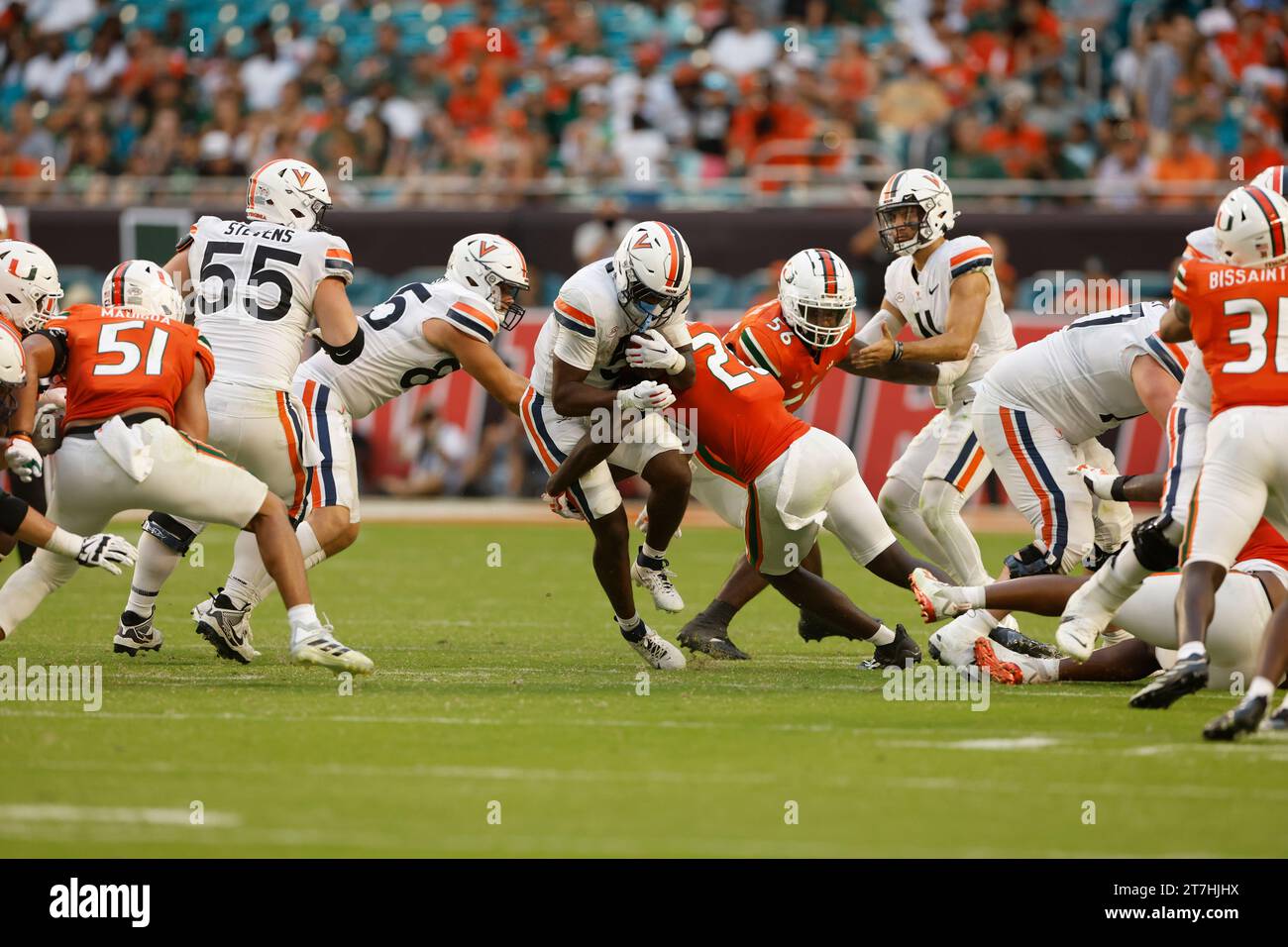 University of Virginia running back Kobe Pace (5) carries the ball as ...