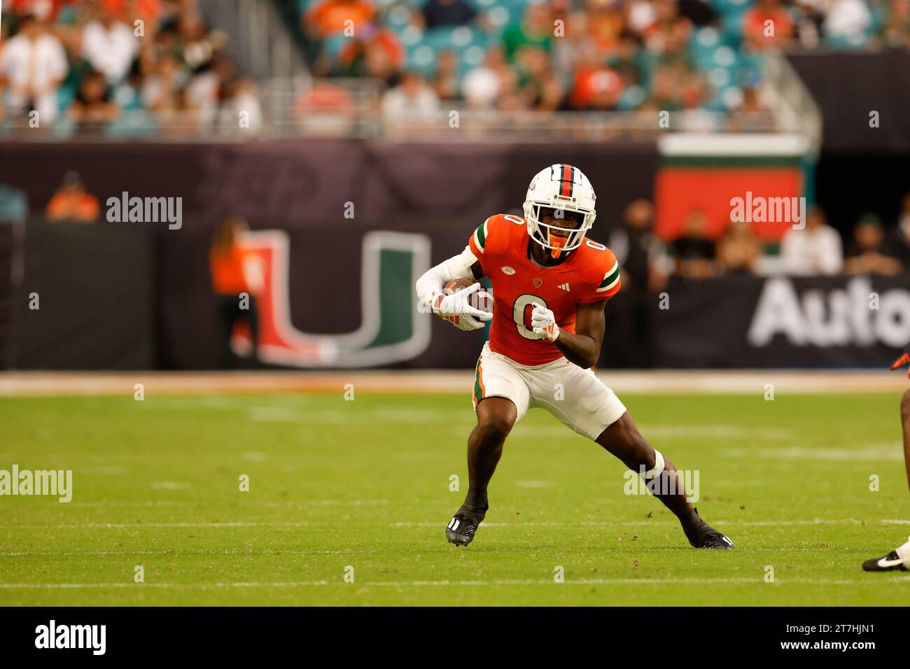 University of Miami wide receiver Brashard Smith (0) carries the ball ...
