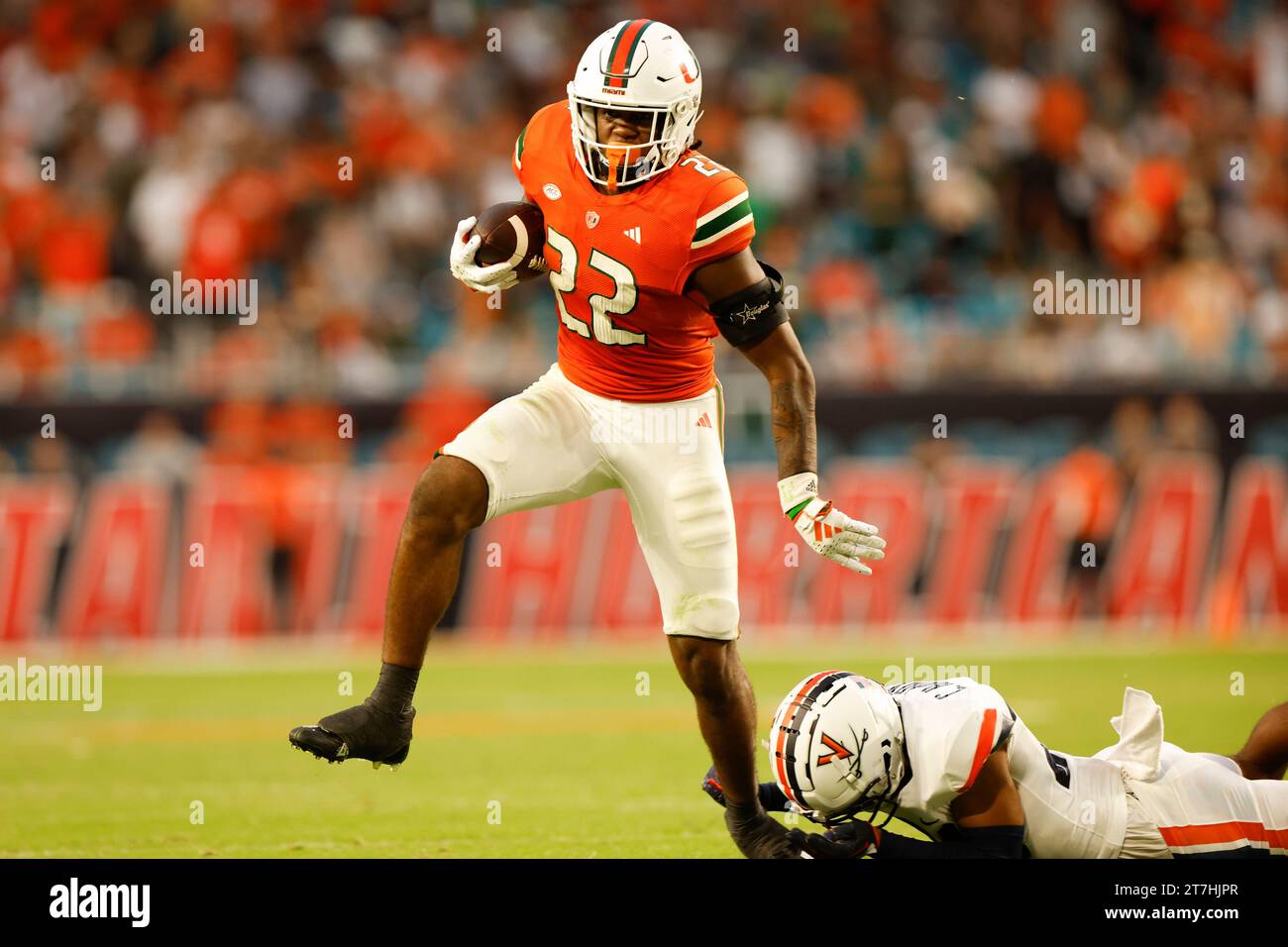 University of Miami running back Jaden Davis (22) carries the ball ...