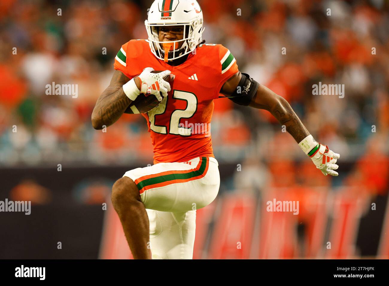 University of Miami running back Jaden Davis (22) carries the ball ...