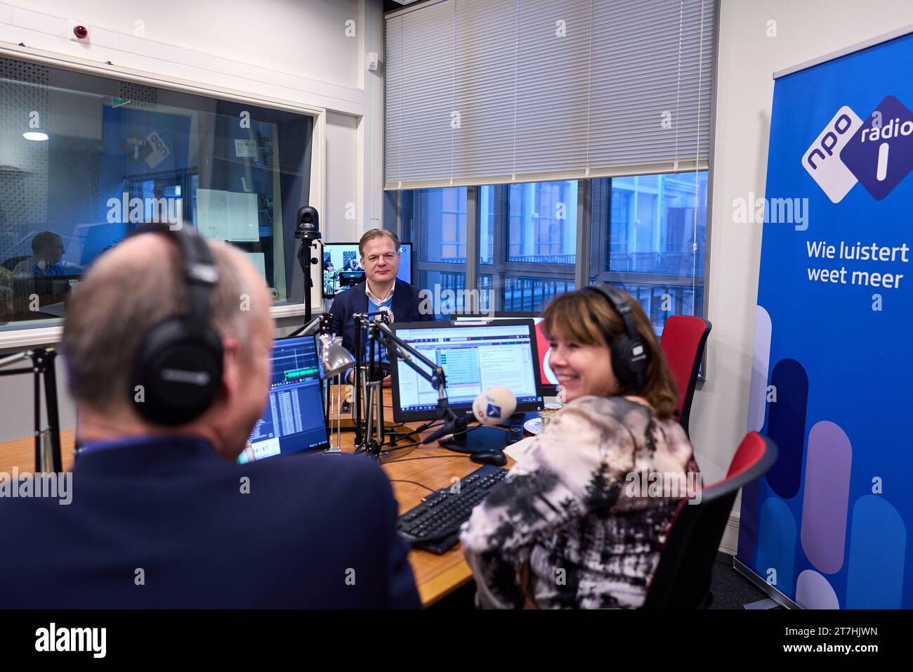 THE HAGUE - NSC party leader Pieter Omtzigt during the broadcast of the NOS Radio 1 Journaal. In ...