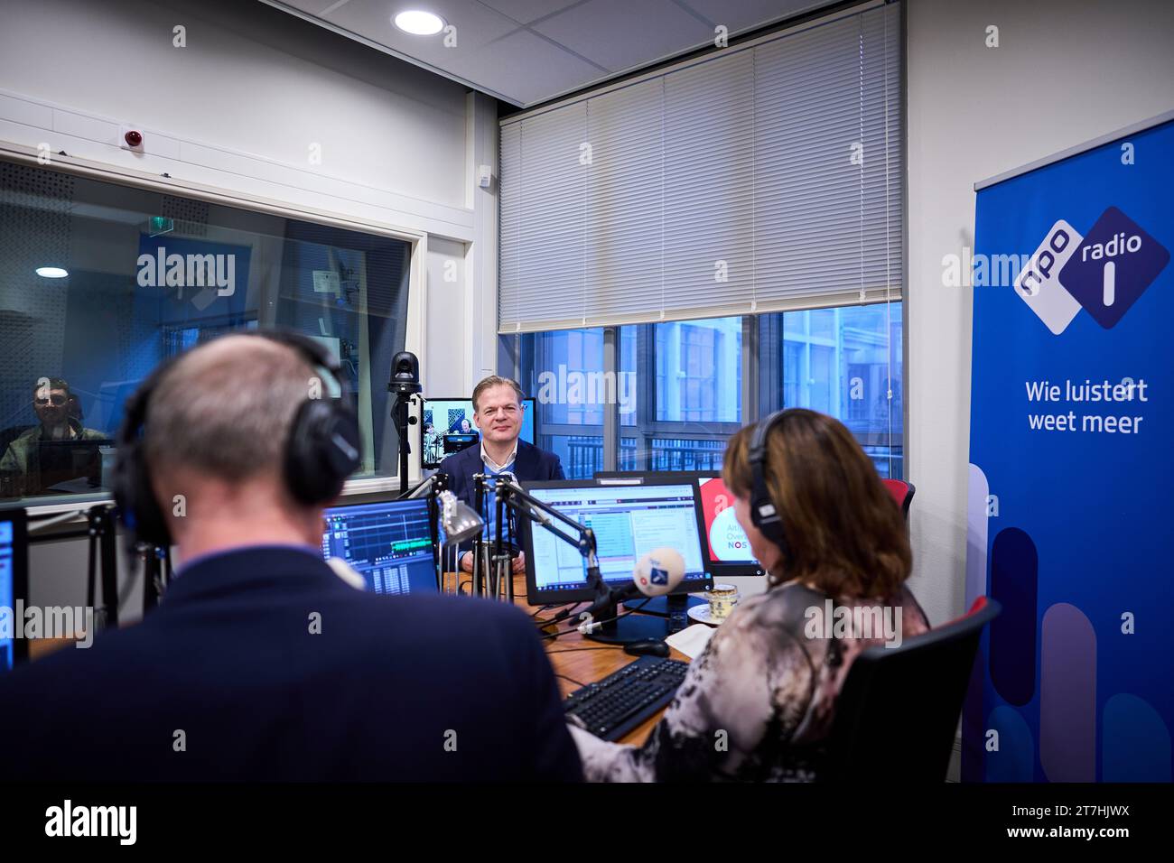 THE HAGUE - NSC party leader Pieter Omtzigt during the broadcast of the NOS Radio 1 Journaal. In ...